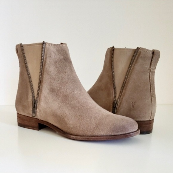 Frye | Shoes | Frye Carly Ash Suede Zip Chelsea Ankle Booties | Poshmark